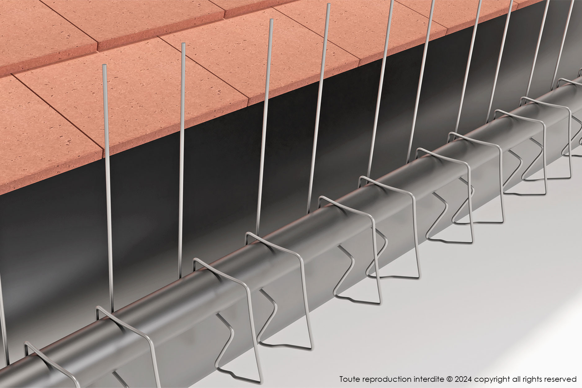 Clips gouttières en 20 mètres anti-pigeons, anti-oiseaux